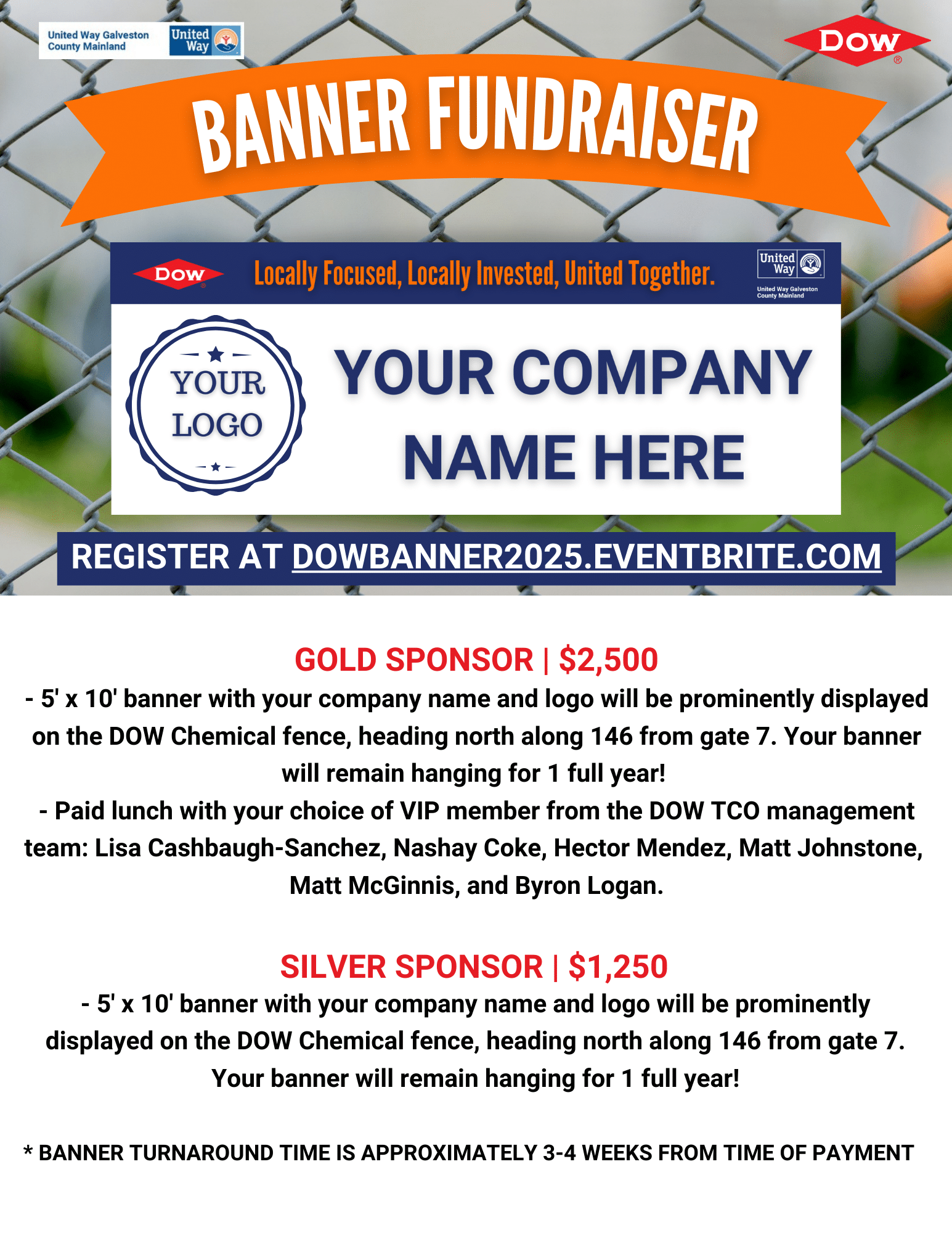 Dow Banner Fundraiser - United Way Galveston County Mainland